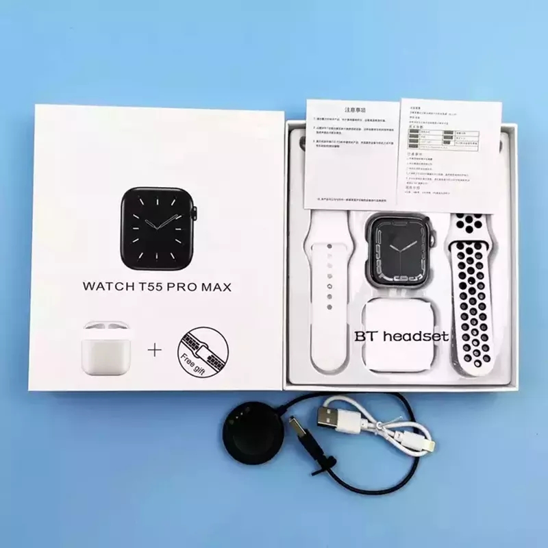 Coffret Smartwatch T55 (Blanche) + Bracelet + Kit Bluetooth - Tacili ...